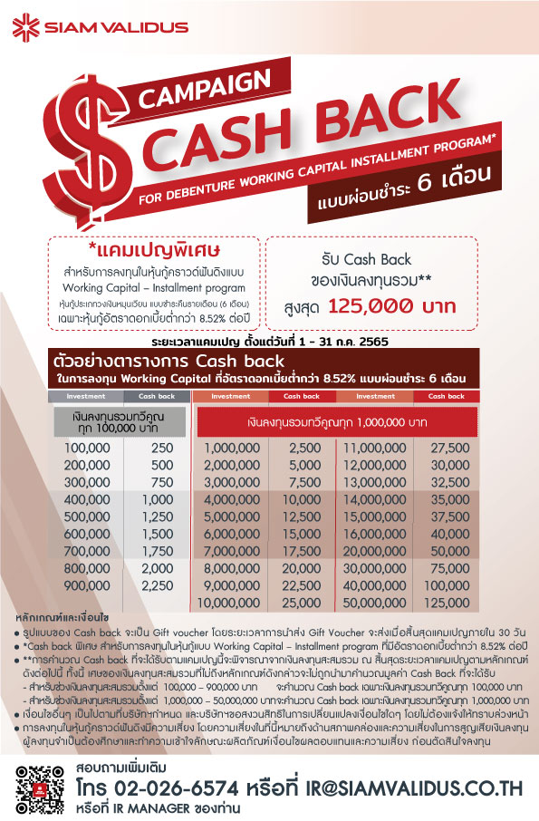 Cash Back Campaign - Siam Validus